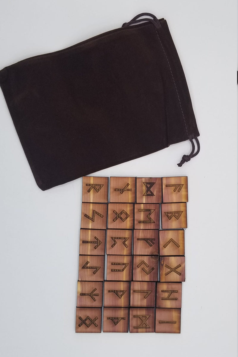 Runic cross spread cedar laser engraved – Altered Goods